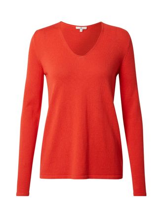 Tom Tailor Damen Basic Strickpullover mit V-Ausschnitt, 11025 - Strong Red, M