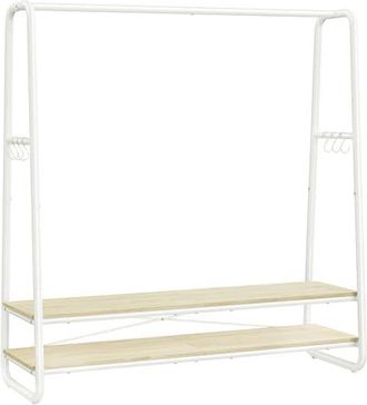 Vasagle Portant &agrave; V&ecirc;tement, Porte-manteaux, Armoire, Vestiaire, avec 2 &Eacute;tag&egrave;res, 6 Crochets en Forme de S, Cadre en Acier, 45 x 138 x 160 cm, pour Chambre, Be