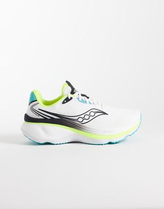 Saucony Hurricane 26 baskets de running blanches, jaunes et bleu sarcelle