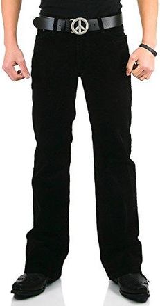 Comycom Comycom Pantalon en velours côtelé bootcut pour homme - Noir - Style hippie des années 70, Noir, 38W x 36L