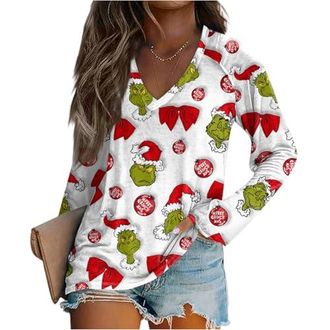 Generic Le Grinch Tshirt Noel Femme Femmes Adulte Sweat Noël T-Shirts Polaire Vêtements Pull Chaud 2025 Moche Costume De Hiver Vetement Drole Christmas Pulls 