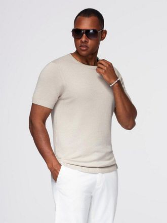 Ombre T-Shirt Klassisches Herren-T-Shirt aus Strick mit Rippenb&uuml;ndchen