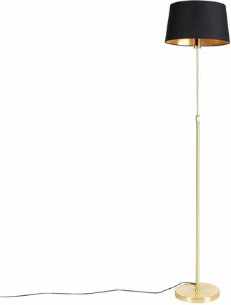 QAZQA Parte fl - Lampadaire avec Abat-Jour - 1 lumière - h 1680 mm - Noir et Or - Classique/Antique - éclairage intérieur - Salon i Chambre i Cuisine i