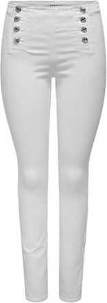 Only Onldaisy Hw Button Skinny DNM Jean, Blanc, 27W x 30L Femme