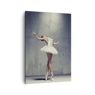 Arttor Bilder auf Leinwand Ballerina Wei&szlig; Wand Leinwandbild mit Rahmen 50x70cm Wandbilder Dekoration Wohnzimmer Schlafzimmer K&uuml;che Deko Gro&szlig; Wanddeko Bild Wa