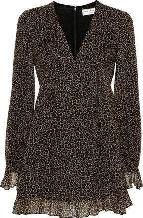 Saint Laurent Leopard Minidress - - Dresses - Damen - Mehrfarbig - L