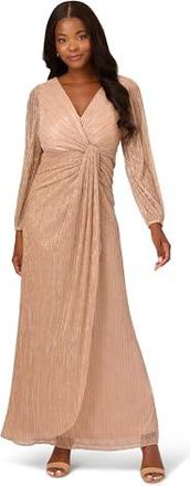 Adrianna Papell Robe drapée en Maille métallique pour Femme, doré Clair, 46