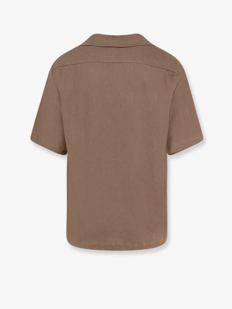 Hev&ograve; Mens Shirt Novoli Linen-Viscose Brown