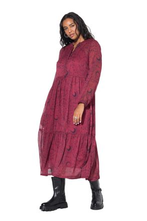 STUDIO UNTOLD Damen große Größen Übergrößen Plus Size Maxikleid,doppellagig, Astroprint weinrot 54+ 844033344-54+