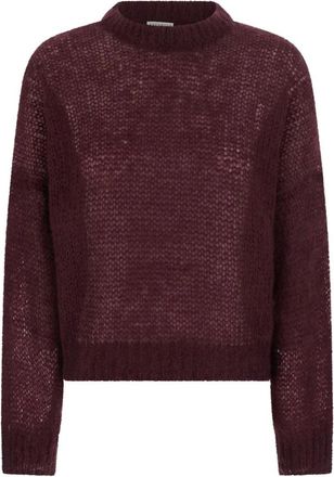 Brunello Cucinelli Lana Tricot Col Rond - Femme - Pulls - Rouge - Taille: 40 FR
