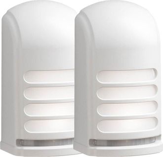 Konstsmide 2er-Set led Au&szlig;enwandleuchte mit Bewegungsmelder & Batterie, Wei&szlig; h: 13cm