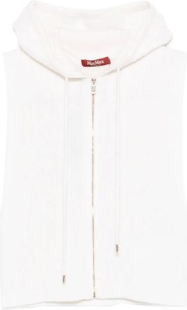Max Mara Kapuzenweste mit Reißverschluss - Weiß