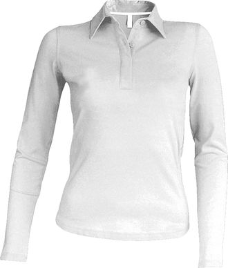 Kariban Ladies Piqu&eacute; Langarm Poloshirt K244, Gr&ouml;&szlig;e:M;Farbe:White