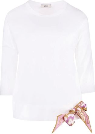 Herno Femme, Tops, Blanc, Taille: 38 FR T-shirt en coton stretch