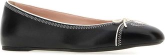Valentino Garavani Womens Black Leather Vlogo Signature Ballerinas Neroivory Ballerine Flat Shoes
