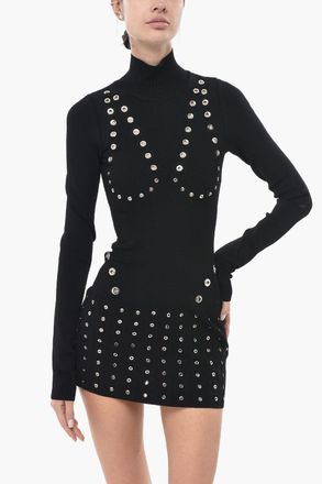 Off-white Stretch-Strick-Minikleid EYELETS Off-White
