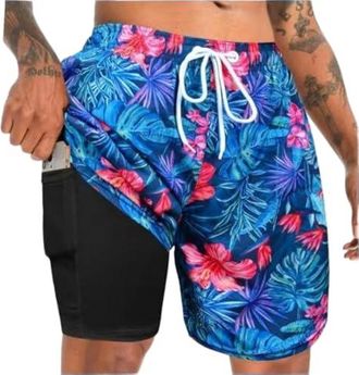 Generic HUIWDP Short de bain d&eacute;t&eacute; tendance en polyester pour homme S&eacute;chage rapide Taille &eacute;lastique Pantalon de plage Traje De Ba&ntilde;o, A26, XXL
