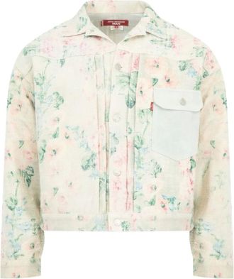 Junya Watanabe Homme, Vestes, Multicolore, Taille: L Floral Print Chest Pocket Jacket