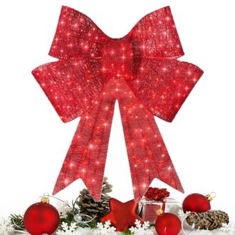 Generic Weihnachtskranz - k&uuml;nstlicher, Haust&uuml;r mit LED-Lichtern, batteriebetriebene Weihnachtsdekoration, rote Schleife und Tannenzapfen, Innen- und Au&szlig;enwand