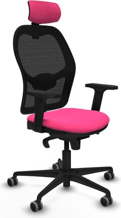 Piqueras y Crespo Computerstuhl Rosa Jorquera mit 2D-Armen, h&ouml;henverstellbare Lendenwirbelst&uuml;tze und h&ouml;henverstellbares Kopfteil, Schwarz / Rosa