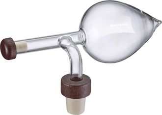 Westmark Portionierer, Fassungsvermögen: 150 ml, Abmessen und dekantieren zugleich, Glas/Kunststoff/Holz, Gourmet, Transparent/Braun, 99093380