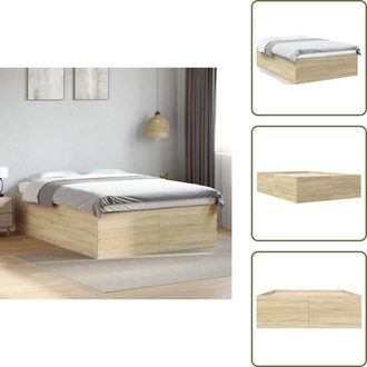 vidaXL The Living Store - Bettgestell Sonoma-Eiche 120x200 cm Holzwerkstoff - Holzbettfassungen - Bettrahmen - Doppelbett - Einzelbett - Sonoma Eiche