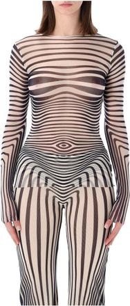 Jean Paul Gaultier Femme, Tops, Multicolore, Taille: 40 FR Mesh Top Morphing Stripes
