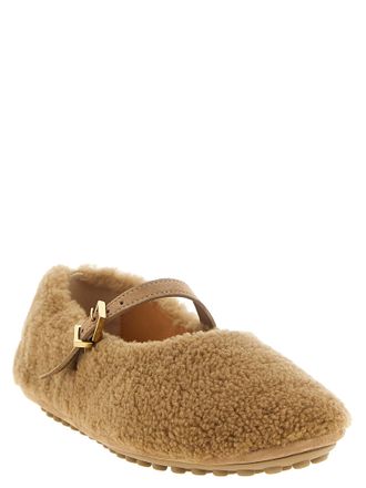 Tod's Lambskin Mary Jane Flat - Beige