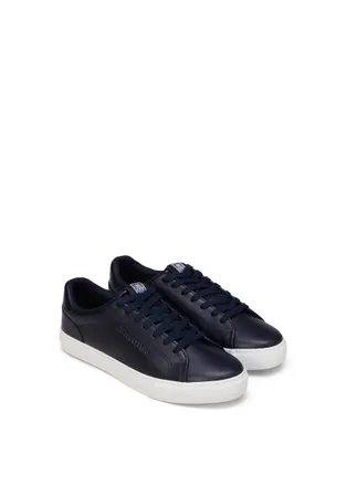 Marc O'Polo Sneaker MARC OPOLO Bodil, Herren, Gr. 42, dunkelblau, Leder, unifarben, Basic, Schuhe Sneaker, Schn&uuml;rschuh, Halbschuh, Freizeitschuh mit Memory Foam