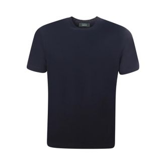 Zanone Blaues Crewneck T-Shirt Slim Fit Italien - - Tops - Herren - Blau - 4XL