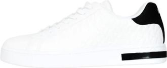 A|X Armani Exchange Homme, Chaussures, Blanc, Taille: 46 EU Baskets &agrave; lacets avec logo en relief all-over