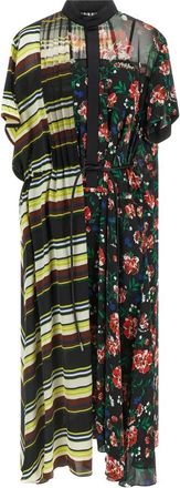 sacai Femme, Robes, Multicolore, Taille: 40 FR Robe &agrave; imprim&eacute;s m&eacute;lang&eacute;s
