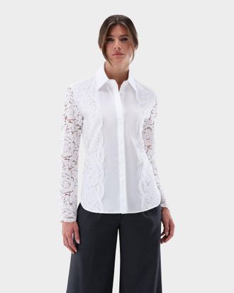 van Laack Hemdbluse mit Spitzen&auml;rmeln