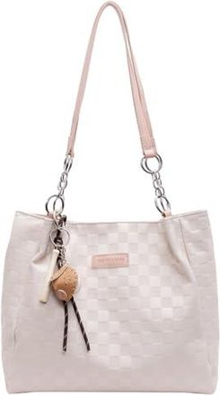 Generic Sacs à provisions pour femmes rétro en cuir PU Sac à bandoulière de grande capacité Sac à bandoulière pour le collège - École Quotidien Voyage, Blanc.