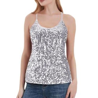 Generic Costume de f&ecirc;te 2026 pour femmes - D&eacute;bardeur &agrave; paillettes et bretelles (2), gris, XXL
