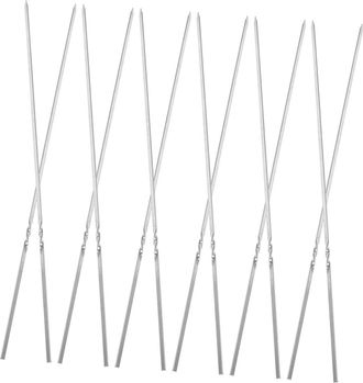 Cabilock 20 Stück Teiliges Edelstahl Grillspieße Flache Rostfreie Schaschlikspieße Hitzebeständig und Wiederverwendbar rutschfeste Metallspieße für Sicheres Gr