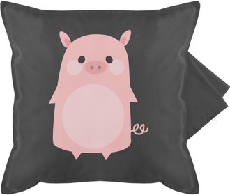 Shirtracer Kissenbezug - Karneval & - Kissen - Fasching Kost&uuml;m Schweinchen s&uuml;&szlig; I Schwein Kost&uuml;m I Schweine Kost&uuml;m - 50 x 50 cm - Grau - kissenbez&uuml;ge karnevalskis