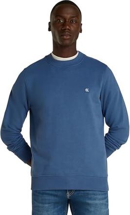 Calvin Klein Sweat Homme Badge Crew Neck Regular Fit, Bleu (Blue Coast), L