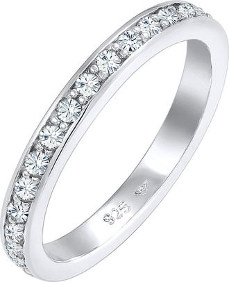 Elli Ring Damen Band Glamourös mit Kristallen in 925 Sterling Silber