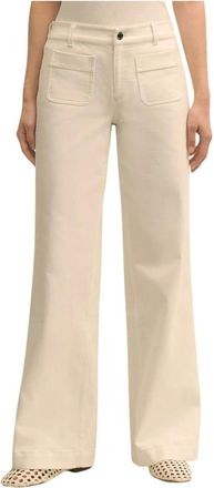 Brooks Brothers Femme, Jeans, Blanc, Taille: 38 FR Jean &Eacute;vas&eacute; &agrave; Poches Plaqu&eacute;es