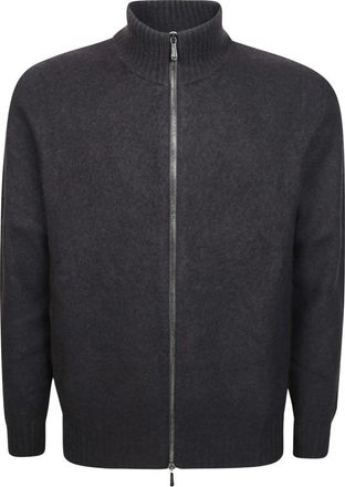 Drumohr Strickjacke mit Rei&szlig;verschluss Garzato Tubico Merino Feinheit 7 - - Knitwear - Herren - Grau - XL