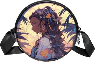 Generic Sac &agrave; bandouli&egrave;re Circle pour femme, petit sac &agrave; bandouli&egrave;re avec fermeture &eacute;clair, bretelles r&eacute;glables, sac &agrave; main rond d&eacute;contract&eacute; pour femmes et fi