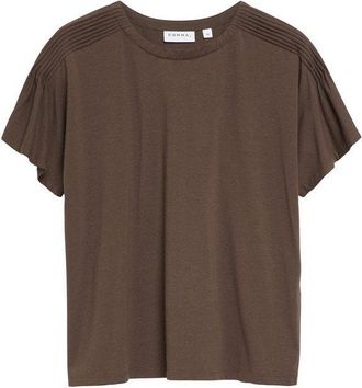 Comma Kurzarmshirt T-Shirt Leichtes T-Shirt aus Viskosestretch mit &Auml;rmel-Details