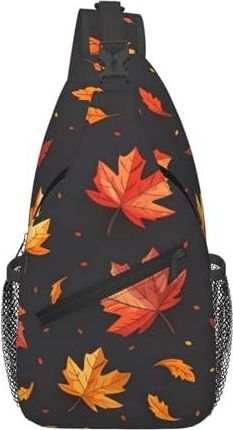 Generic Sacoche Tactique Motif de feuilles d&eacute;rable dautomne L&eacute;ger Sac De Poitrine Antivol Sac &agrave; Dos Militaire pour Homme Femme Cyclisme