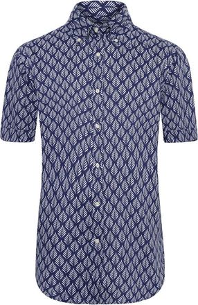 Tom Rusborg Sommerliches Leinen-kurzarmhemd mit Ornament-Print, Regular in