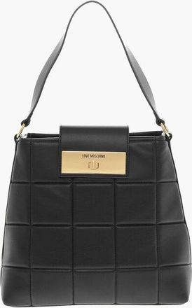 Moschino LOVE Quilted Faux Leather Shoulder Bag with Turn Lock Closur size Unic