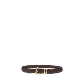 Brunello Cucinelli Mens Brown Calf Leather Bos Taurus Belt