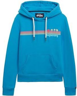 Superdry Sweat &agrave; capuche pour femme avec rayures arc-en-ciel, bleu ciel, 44