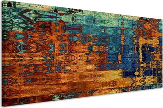 Paul Sinus Art 150x50cm Leinwandbild auf Keilrahmen Hintergrund Kunst abstrakt braun blau gr&uuml;n gelb Wandbild auf Leinwand als Panorama