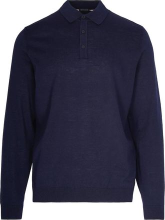 HUGO BOSS Homme, Tops, Bleu, Taille: XL Polo en Maille de Laine Vierge